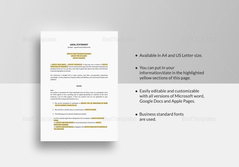 Legal Statement Template in Word, Google Docs, Apple Pages