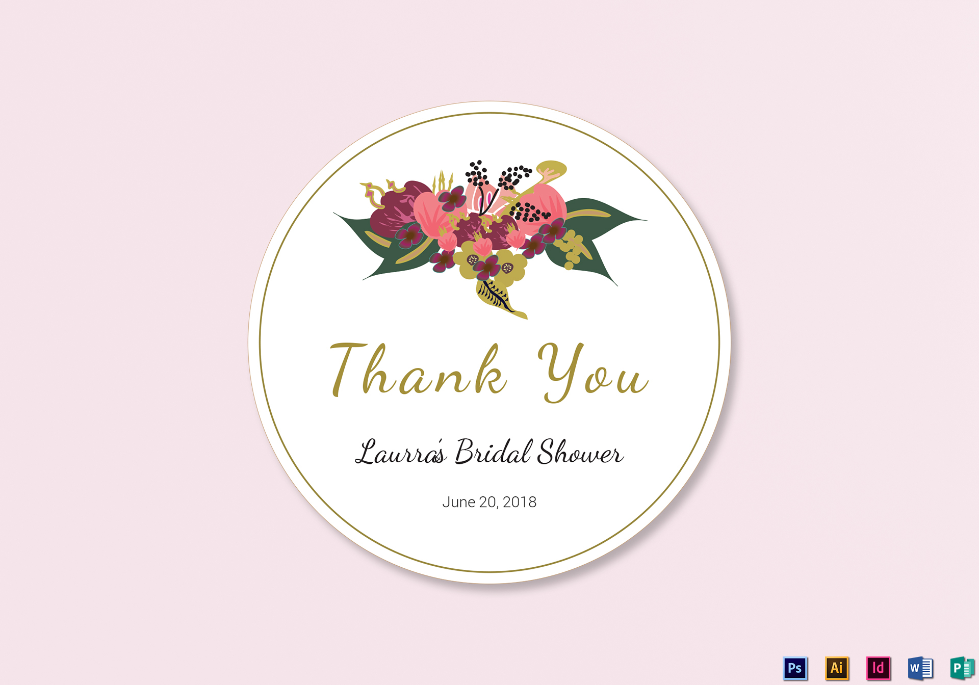 Burgundy Floral Wedding Label Design Templates In Word PSD InDesign 