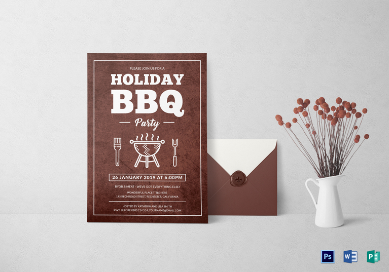 BBQ Party Invitation Design Template in Word, PSD, Publisher