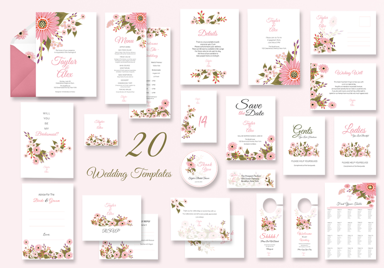 Floral Wedding Design Templates in Illustrator, InDesign, Word, PSD ...