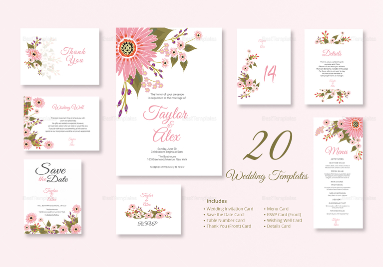 Floral Wedding Design Templates in Illustrator, InDesign, Word, PSD ...