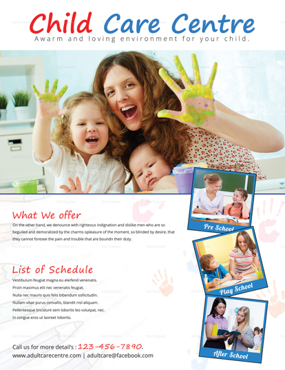 Heartfelt Child Care Centre Flyer Design Template in PSD, Word, Publisher