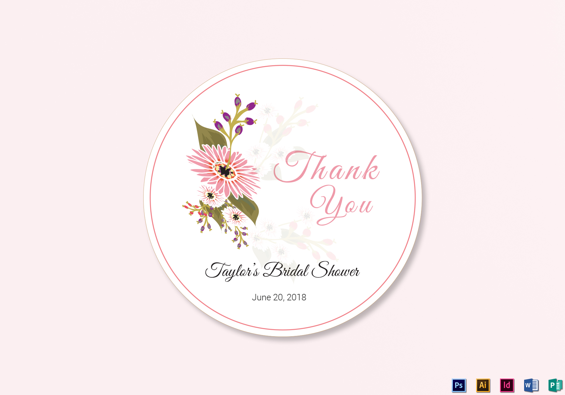 Floral Wedding Label Design Template In Illustrator InDesign Word 