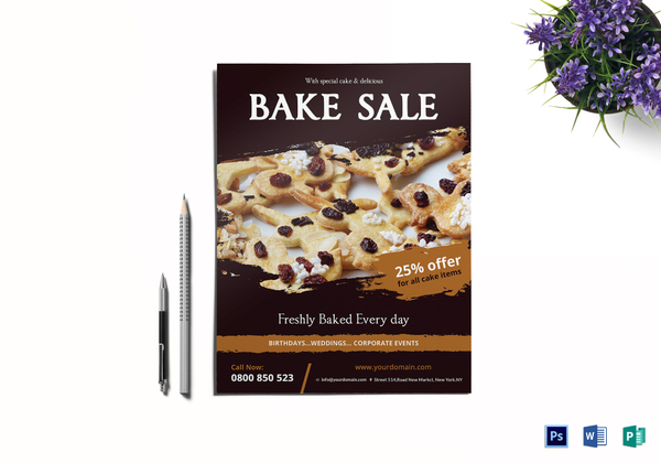 Bake Sale Flyer Design Template in Word, PSD, Publisher