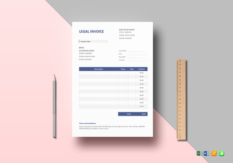 Legal Invoice Template in Word, Excel, Apple Pages, Numbers