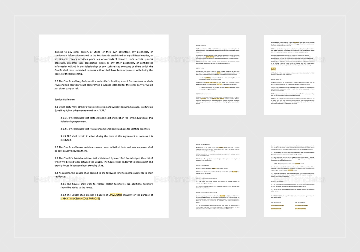 Relationship Agreement Template In Word Google Docs Apple Pages