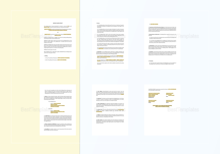 Wedding Planner Contract Template in Word, Google Docs, Apple Pages