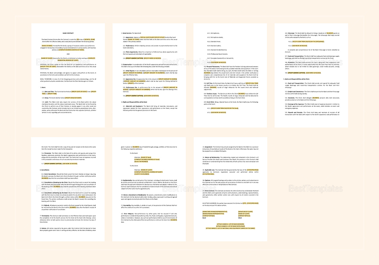 Band Contract Template in Word, Google Docs, Apple Pages