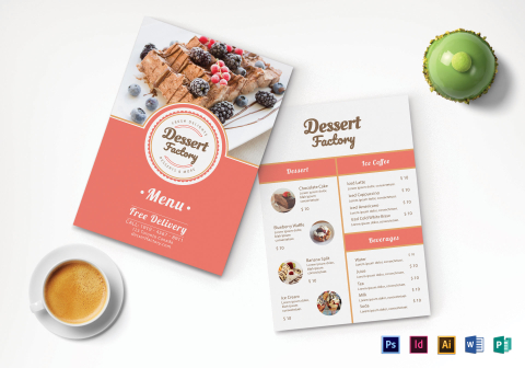 Elegant Dessert Menu Design Template in PSD, Word, Publisher ...
