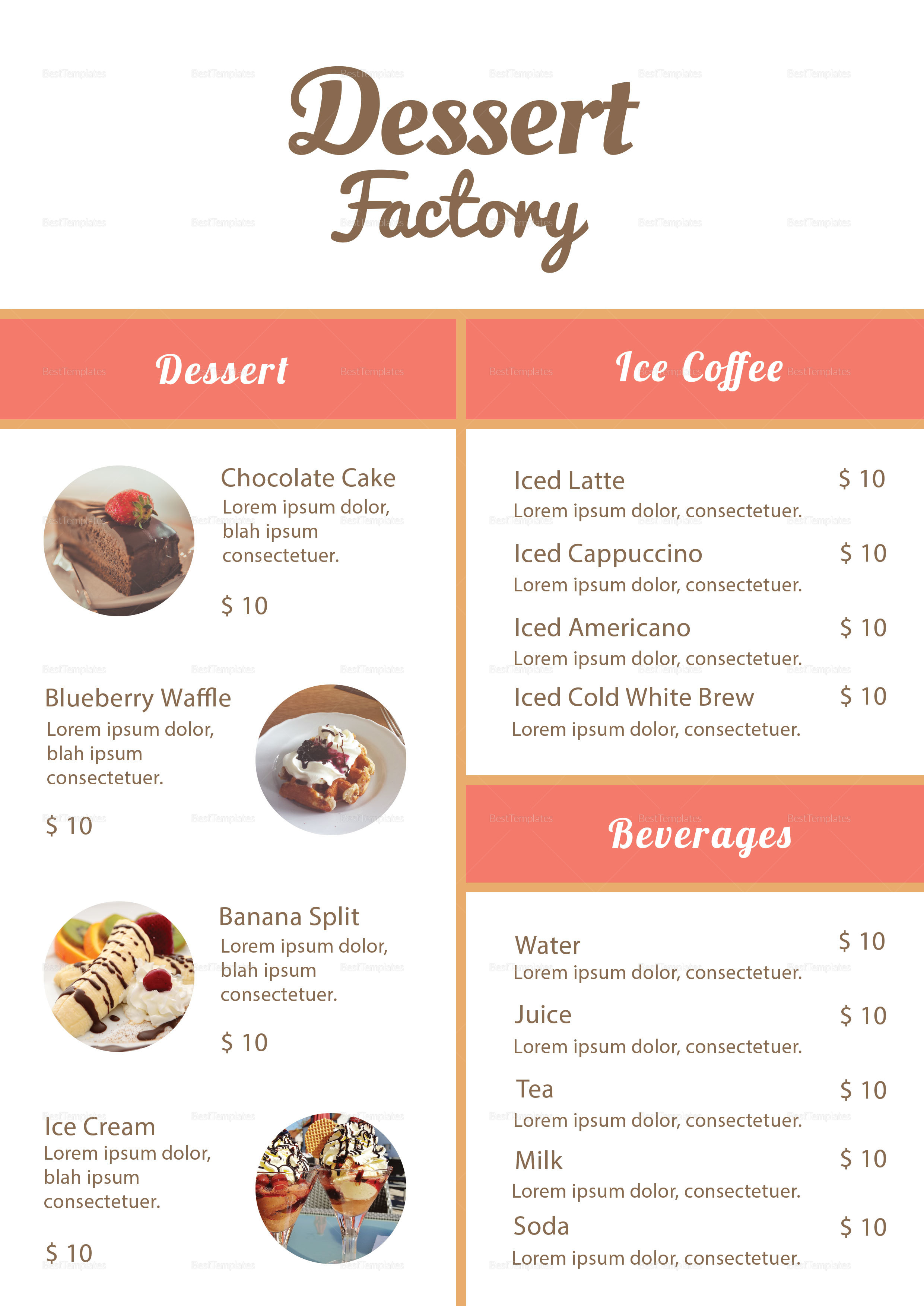 Free Printable Dessert Menu Template Printable Templates
