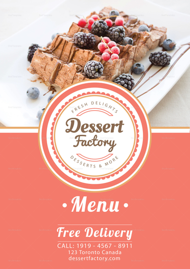 Elegant Dessert Menu Design Template in PSD, Word, Publisher ...