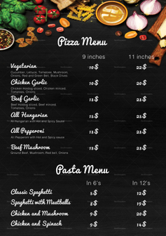 Pizza Menu Design Template in PSD, Word, Publisher, Illustrator, InDesign