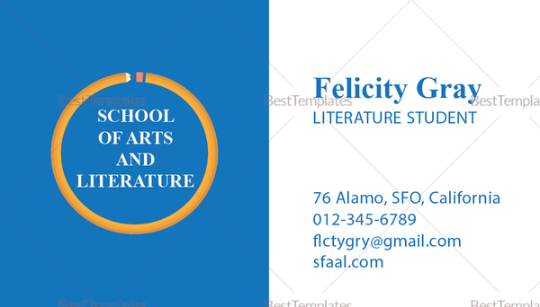 Student Business Card Design Template in PSD, Word, Publisher ...