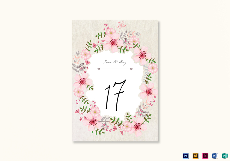 Pink Floral Table Card Design Template in PSD, Word, Publisher ...