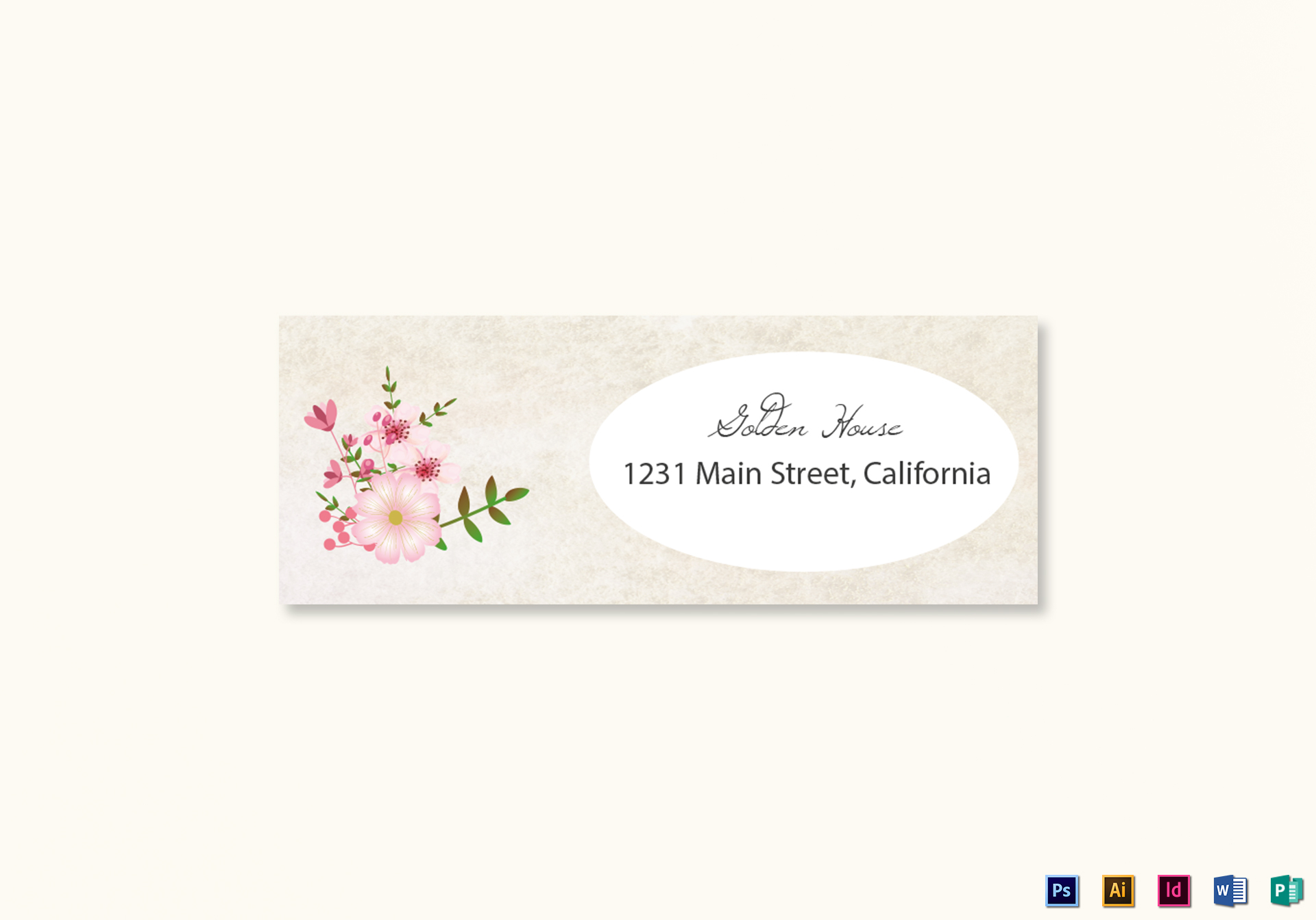 Pink Floral Wedding Address Labels Card Design Template In PSD Word 
