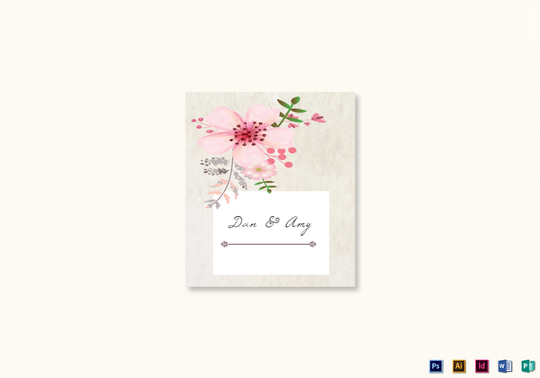 Pink Floral Wedding Place Card Design Template in PSD, Word, Publisher ...