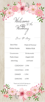 Pink Floral Wedding Program Card Design Template in PSD, Word ...
