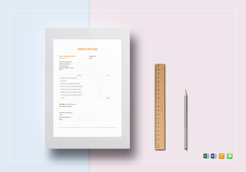 Salary Receipt Template in Word, Excel, Apple Pages, Numbers