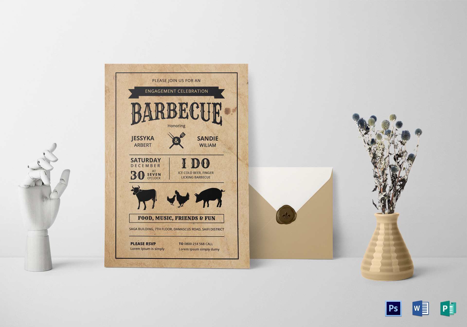 BBQ Engagement Party Invitation Design Template In Word PSD 