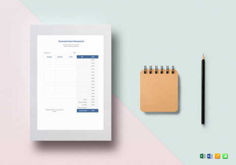 Simple Blank Restaurant Receipt Template in Word, Excel, Apple Pages ...