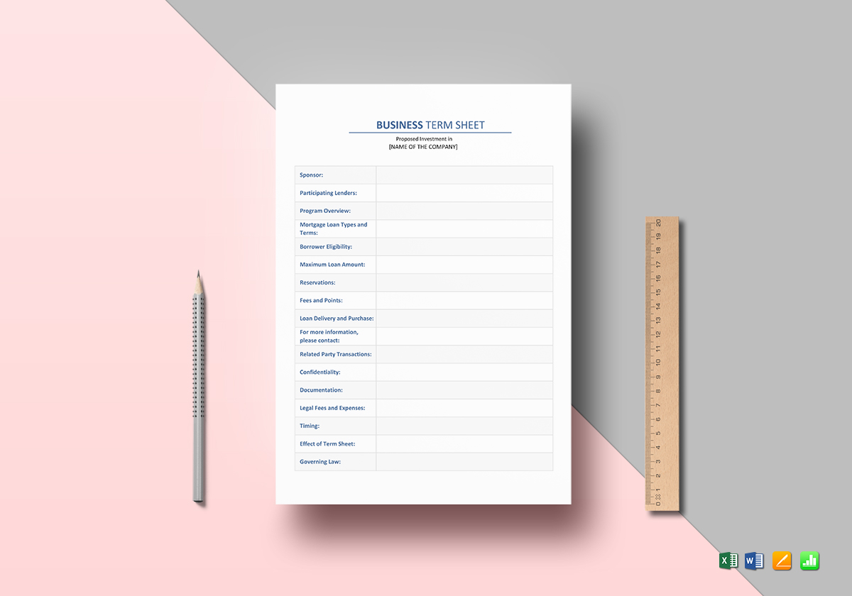 Business Term Sheet Template In Word Excel Apple Pages Numbers Business Term Sheet Template In Word Excel Apple Pages Numbers