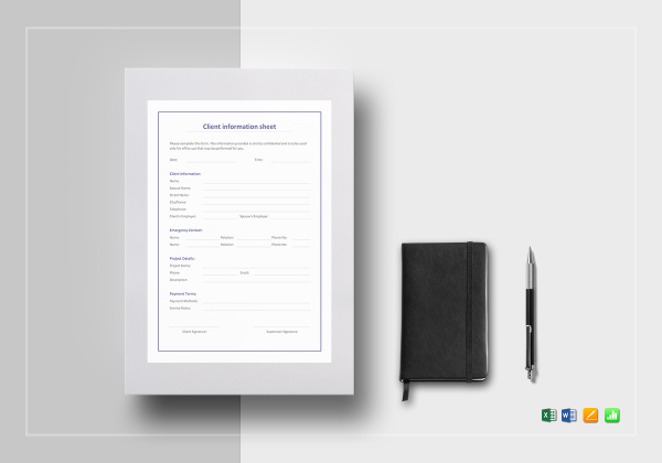 Client Information Sheet Template in Word, Excel, Apple Pages, Numbers