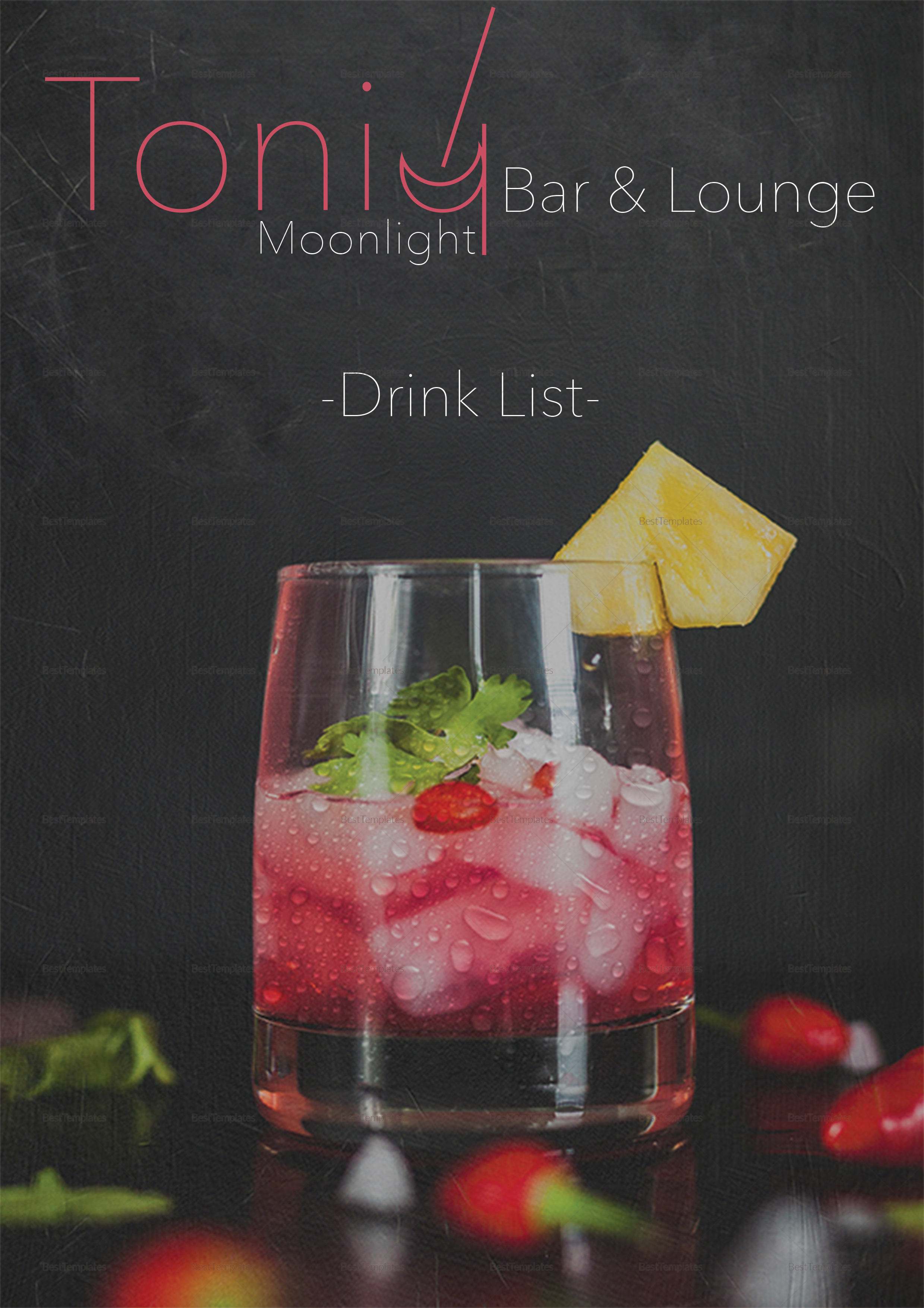 Bar and Lounge Menu Design Template in PSD, Word, Publisher ...