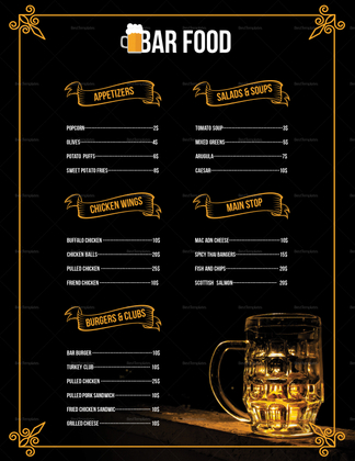 Pub Menu Design Template in PSD, Word, Publisher, Illustrator, InDesign