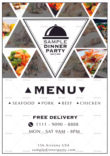 Triangle Dinner Menu Design Template in PSD, Word, Publisher ...