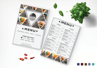 Triangle Dinner Menu Design Template in PSD, Word, Publisher ...