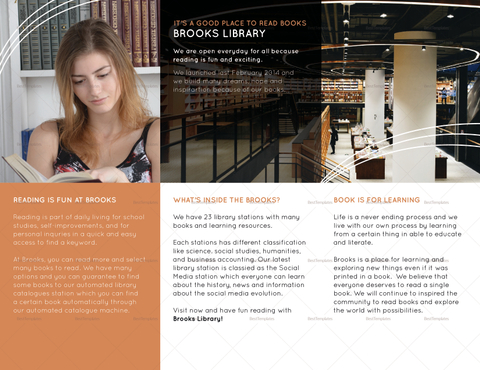 Library Brochure Design Template in PSD, Word, Publisher, Illustrator ...