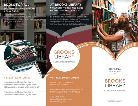 Library Brochure Design Template in PSD, Word, Publisher, Illustrator ...