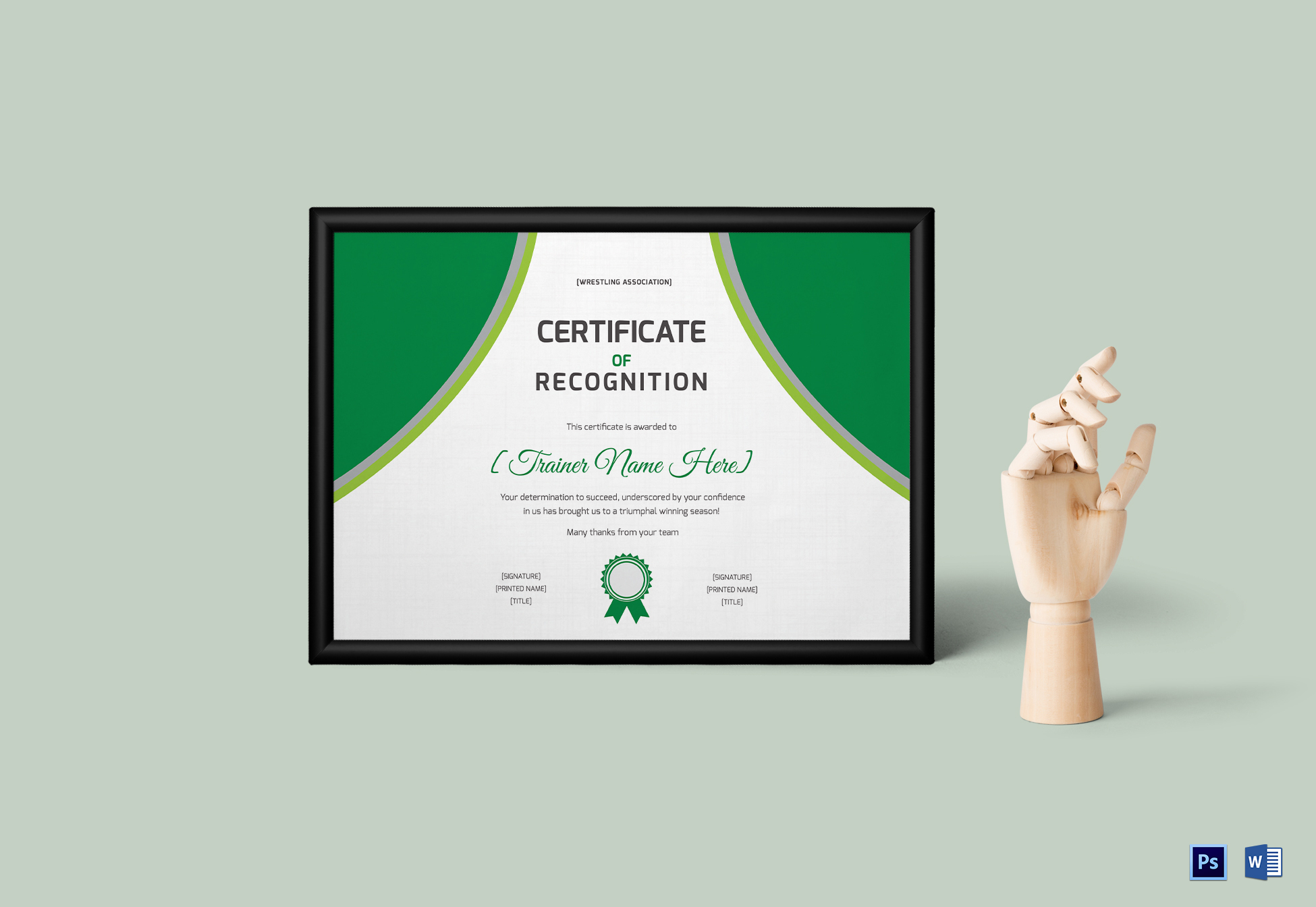 Wrestling Recognition Certificate Design Template In PSD Word