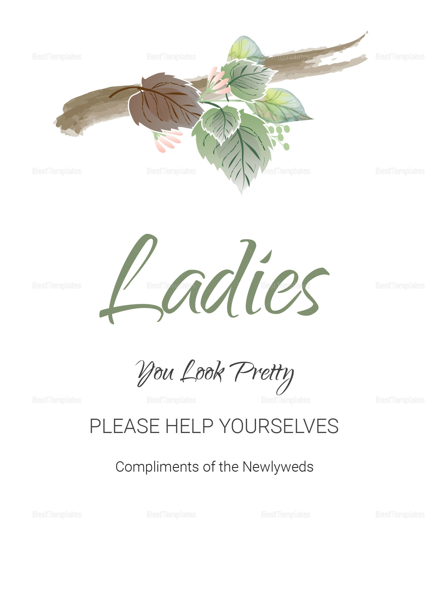 Fall Wedding Bathroom Signs Template in PSD, Word, Publisher ...