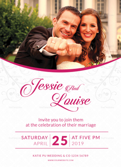 Pink Wedding Invitation Card Design Template in Word, PSD, Publisher