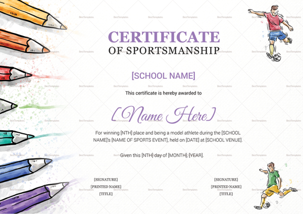 Kids Sports Award Certificate Design Template in PSD, Word