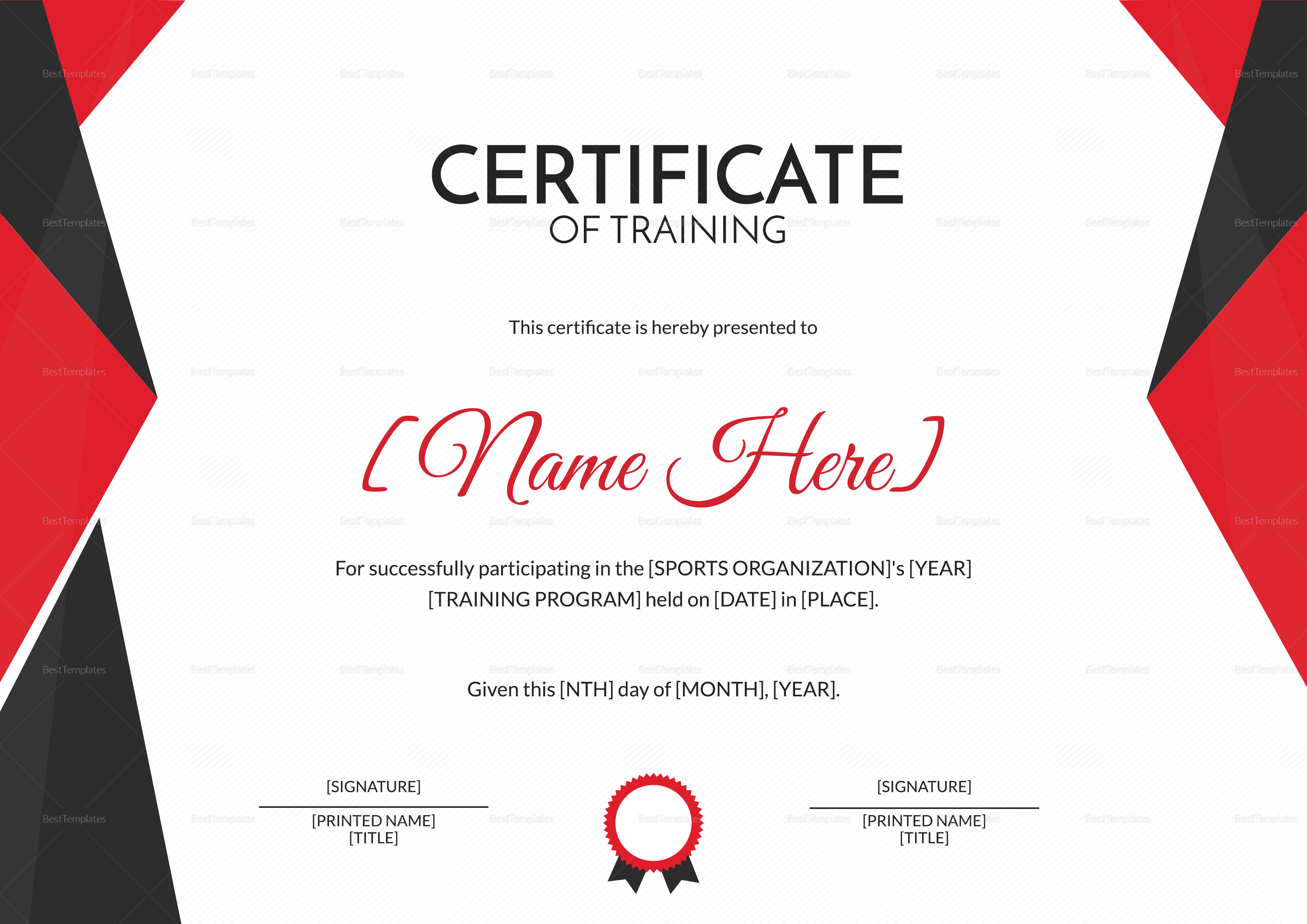 Sports Training Certificate Design Template In PSD Word