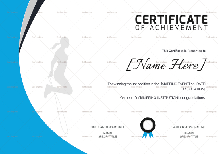 Skipping Achievement Certificate Design Template in PSD, Word
