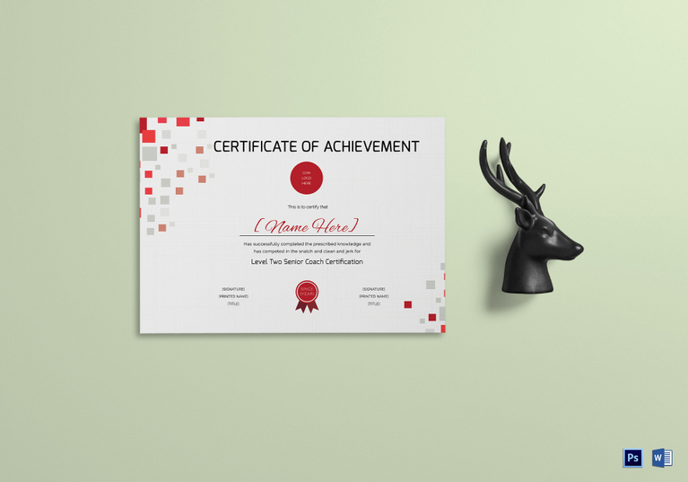Weightlifting Achievement Certificate Design Template in PSD, Word