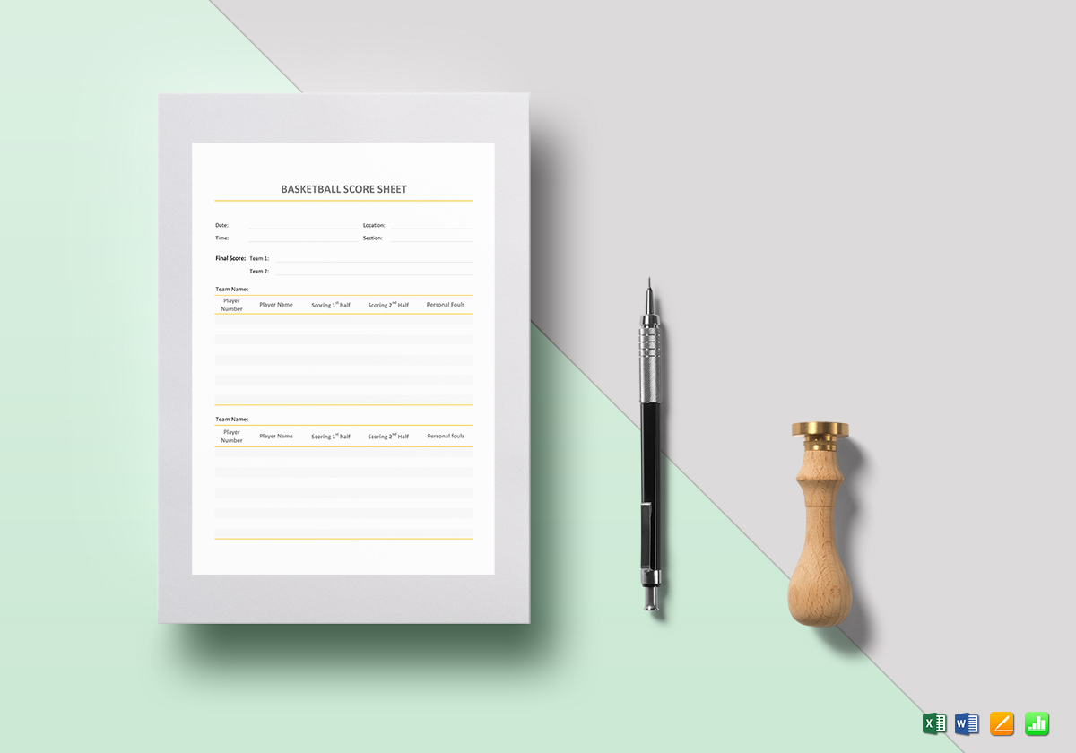 Basketball Score Sheet Template In Word Excel Apple Pages Numbers