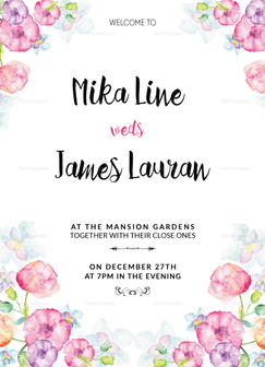 Watercolor Floral Wedding Invitation Design Template in Word, PSD ...