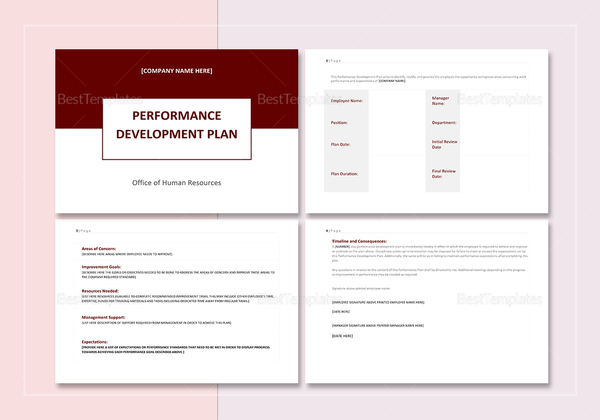 Performance Development Plan Template in Word, Google Docs, Apple Pages