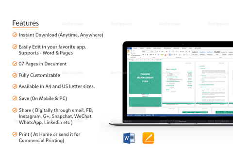 Sample Change Management Plan Template in Word, Google Docs, Apple Pages