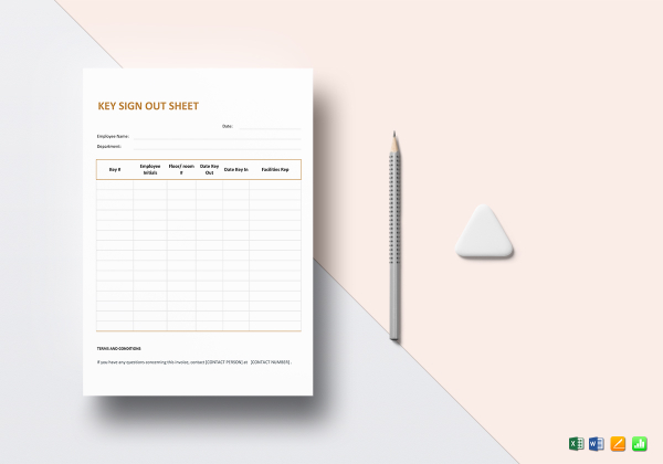 Key Sign Out Sheet Template in Word, Excel, Apple Pages, Numbers
