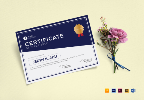 Experience Certificate Design Template in PSD, Word, Illustrator ...