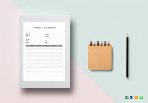 Teacher Worksheet Template in Word, Excel, Apple Pages, Numbers
