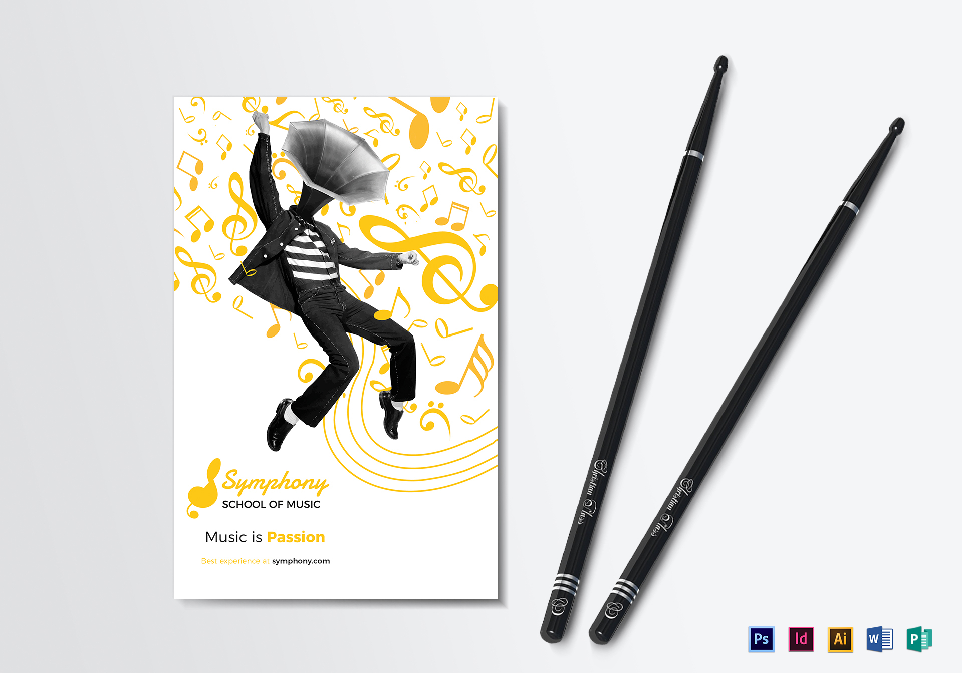 Creative Music Bi-fold Brochure Design Template in PSD, Word, Publisher ...