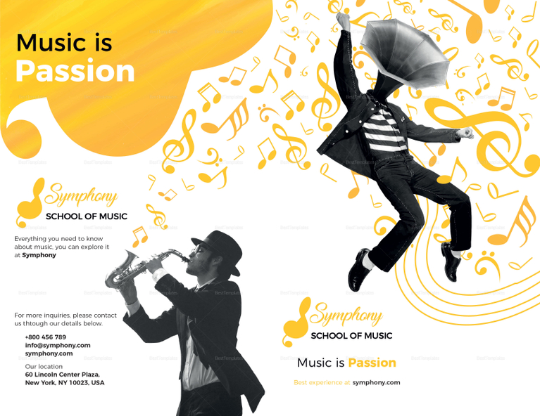 Creative Music Bi-fold Brochure Design Template in PSD, Word, Publisher ...