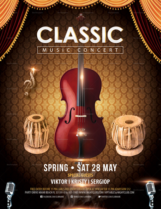 Classic Music Concert Flyer Design Template in PSD, Word, Publisher