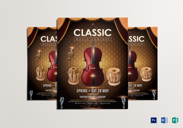 Classic Music Concert Flyer Design Template in PSD, Word, Publisher